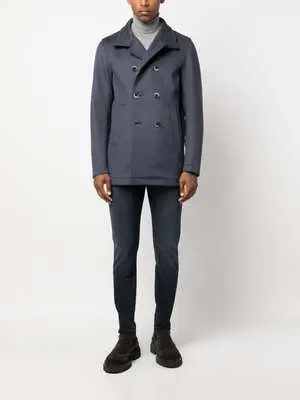 Herno Double-breasted Wool-cashmere Coat - Blue