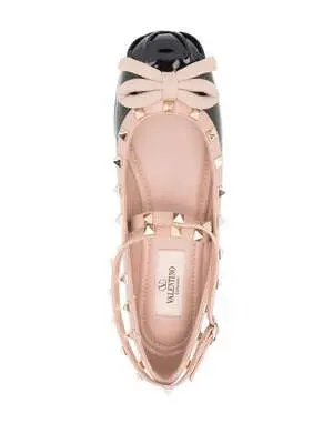 Valentino Garavani Rockstud Patent Leather Ballerinas - Black