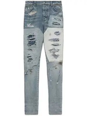 Amiri Logo-print Distressed Jeans