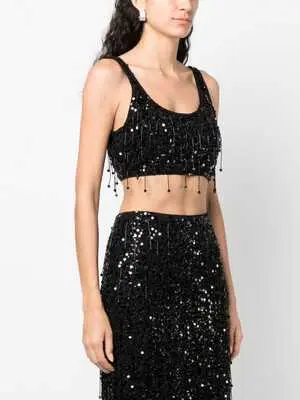 Simkhai Paillette-embellished Cropped Tank Top
