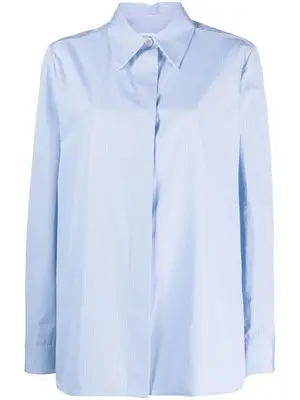 JIL SANDER Concealed Fastening Striped Shirt - Blue
