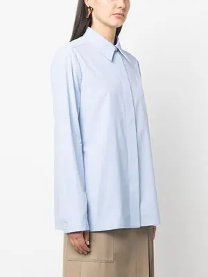 JIL SANDER Concealed Fastening Striped Shirt - Blue