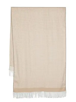Brunello Cucinelli Checked Houndstooth-pattern Silk Scarf