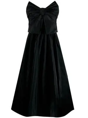 Red Valentino Strapless Bow Appliqué Midi Dress