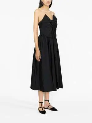 Red Valentino Strapless Bow Appliqué Midi Dress