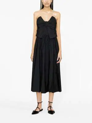 Red Valentino Strapless Bow Appliqué Midi Dress