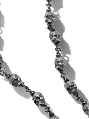 David Yurman Sterling Memento Mori Skull Rosary Necklace - Silver