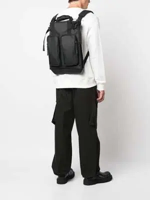 Rains Logo-print Multi-pocket Backpack - Black