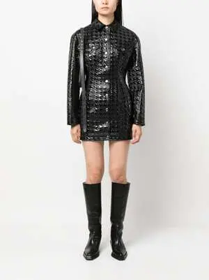 MSGM Embossed Faux Leather Shirt Jacket