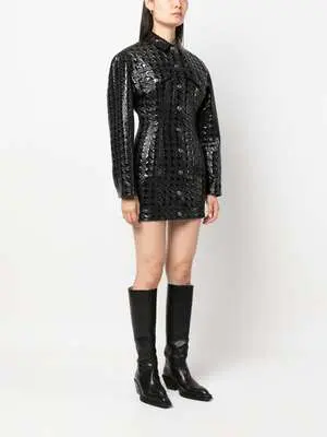 MSGM Embossed Faux Leather Shirt Jacket