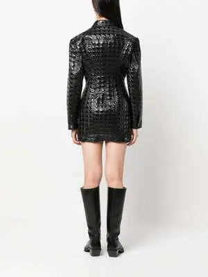 MSGM Embossed Faux Leather Shirt Jacket