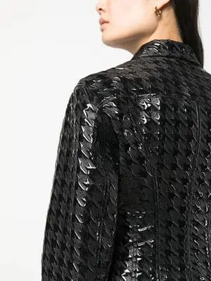 MSGM Embossed Faux Leather Shirt Jacket