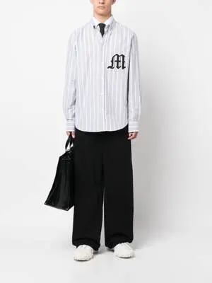 MSGM Logo-appliqué Striped Cotton Shirt