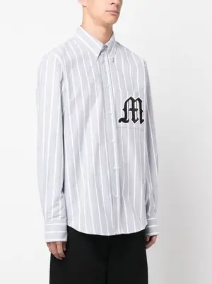 MSGM Logo-appliqué Striped Cotton Shirt