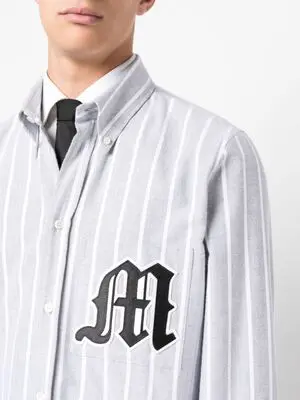 MSGM Logo-appliqué Striped Cotton Shirt