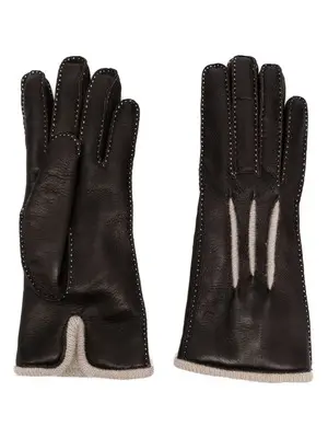 MOORER Guanto Nappa Leather Gloves - Brown