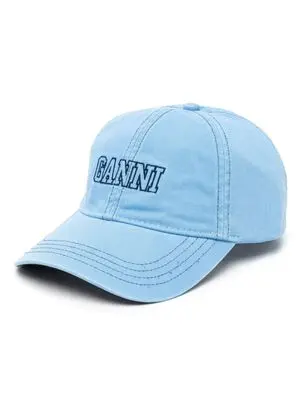 GANNI Logo-embroidered Baseball Cap - Blue