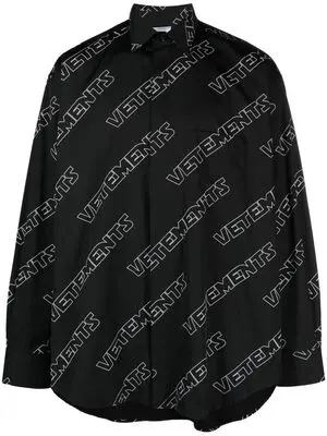 Vetements All-over Logo Print Cotton Shirt