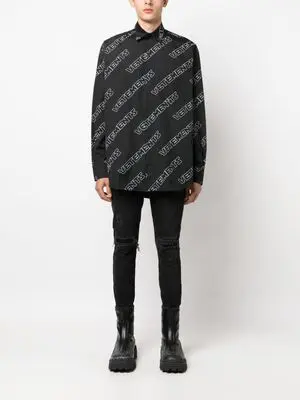 Vetements All-over Logo Print Cotton Shirt