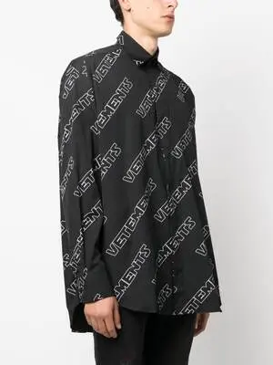 Vetements All-over Logo Print Cotton Shirt