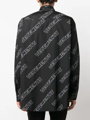 Vetements All-over Logo Print Cotton Shirt