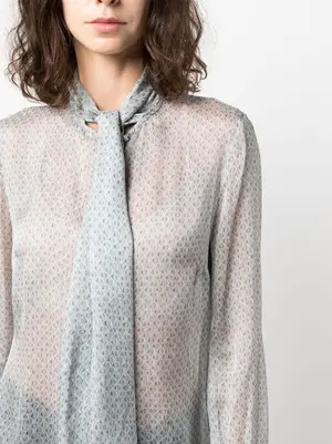Emporio Armani Geometric-pattern Silk Blouse