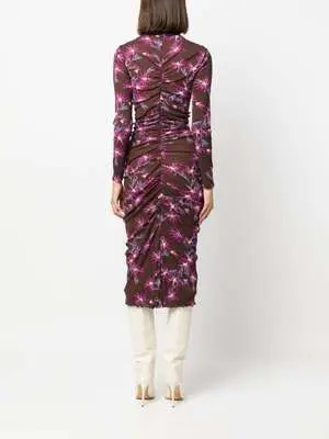 Diane Von Furstenberg Floral-print Ruched Mock Neck Dress