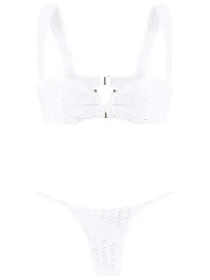 AMIR SLAMA Woven Balconette Bikini Set - White