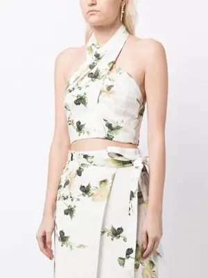 Erdem Luna Linen Top - Green