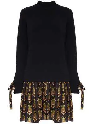 La DoubleJ Graphic-print Layered Minidress - Black