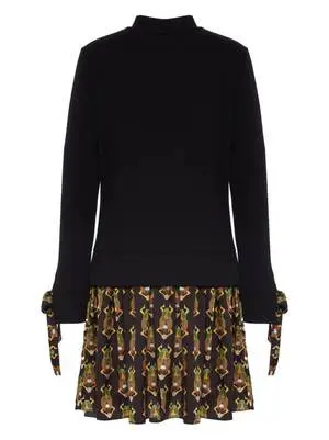 La DoubleJ Graphic-print Layered Minidress - Black