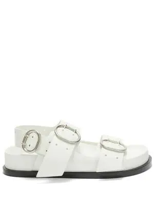 JIL SANDER Open-toe Buckled Leather Sandals - White