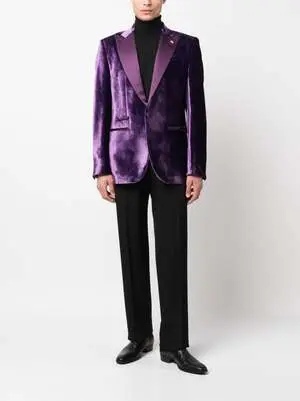 Philipp Plein Single-breasted Velvet Blazer - Purple