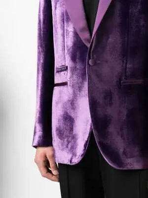 Philipp Plein Single-breasted Velvet Blazer - Purple