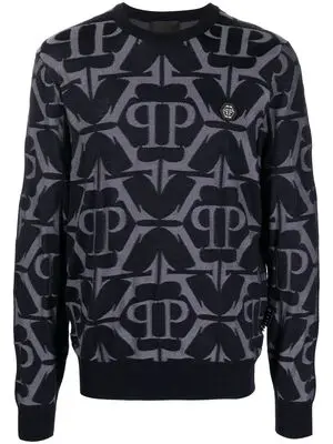 Philipp Plein Patterned Intarsia Knit Sweatshirt
