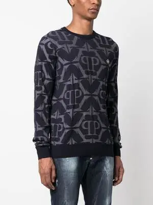 Philipp Plein Patterned Intarsia Knit Sweatshirt