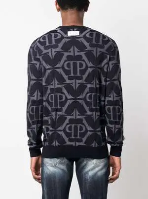Philipp Plein Patterned Intarsia Knit Sweatshirt