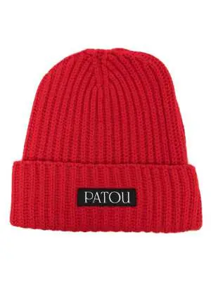 Patou Logo-patch Ribbed Beanie - Red