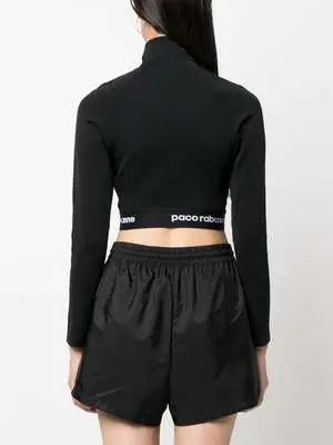 Rabanne Logo-underband Half-zip Crop Top