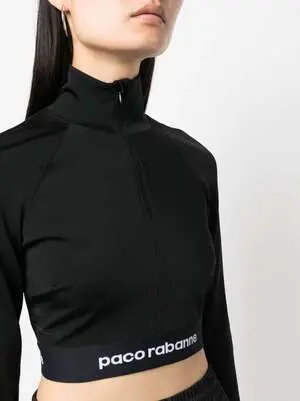 Rabanne Logo-underband Half-zip Crop Top