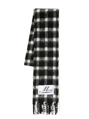Marni Check-print Fringed Scarf - Black