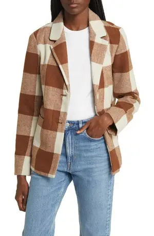 Splendid Ricki Plaid Blazer - Cognac Plaid