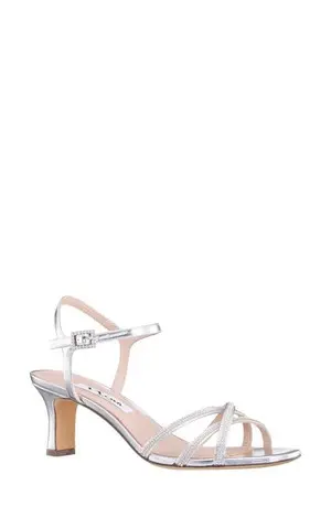 Nina Embellished Ankle Strap Sandal - Silver
