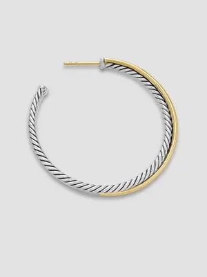 David Yurman Crossover Hoop Earrings In Sterling With 18k Yellow Gold, 44mm