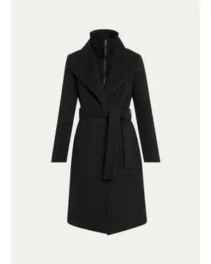 Mackage Norita Belted Wool Wrap Coat - Black