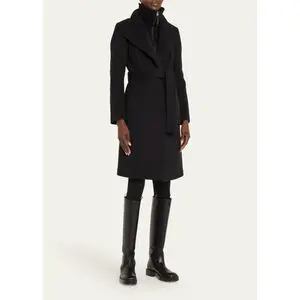 Mackage Norita Belted Wool Wrap Coat - Black