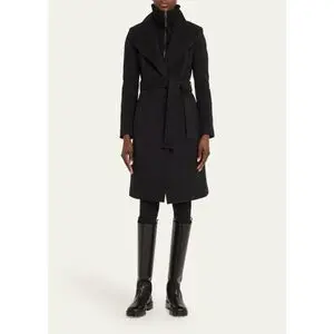Mackage Norita Belted Wool Wrap Coat - Black