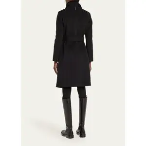 Mackage Norita Belted Wool Wrap Coat - Black