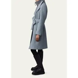 Mackage Norita Belted Wool Wrap Coat - Black