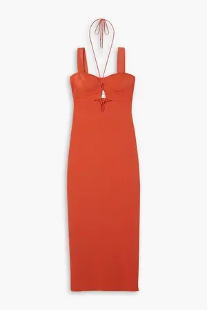 Galvan Kali Cutout Knit Midi Dress - Orange